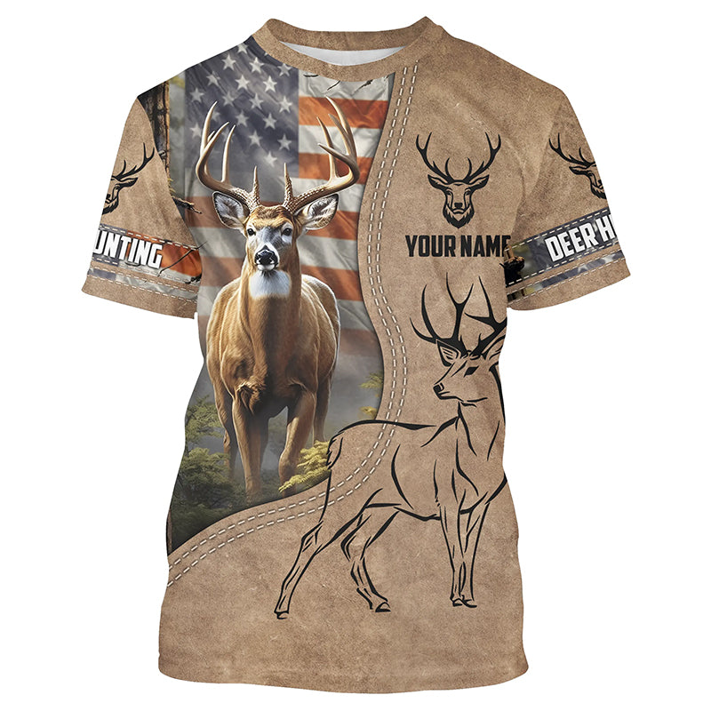 Personalized Deer Hunter Clothing American Flag Deer Hunting All Over ...