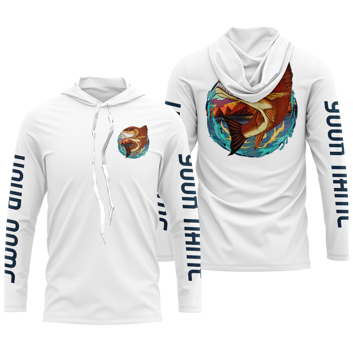 Custom Angry Redfish Fishing jerseys, Redfish Long sleeve performance ...