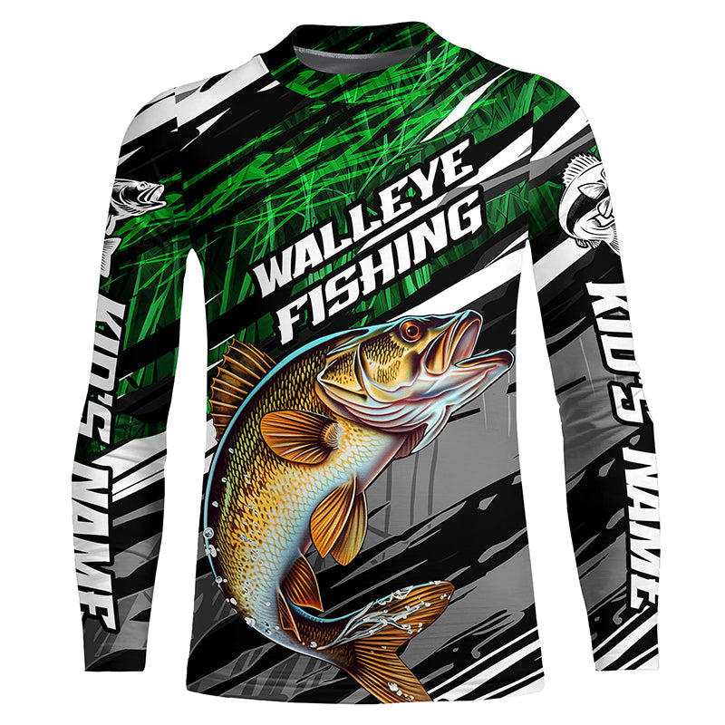 Walleye Fishing Camo Long Sleeve Fishing Shirts, Custom Walleye Tourna ...