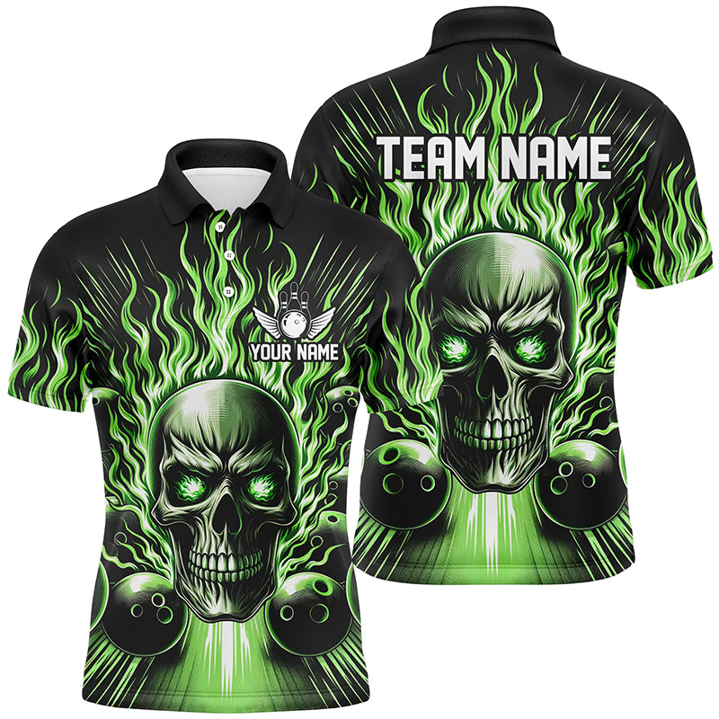 Personalized Skull Bowling Shirt For Men Custom Team'S Name Flame Bowl ...