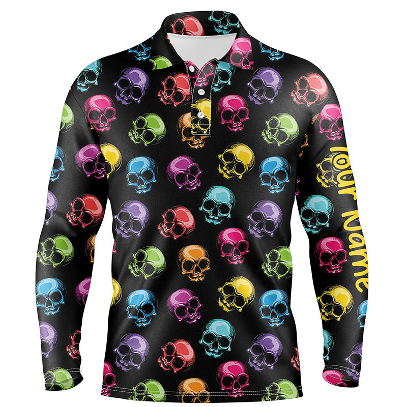 Colorful Skull Golf Polo Shirts Personalized Halloween Golf Shirts For ...