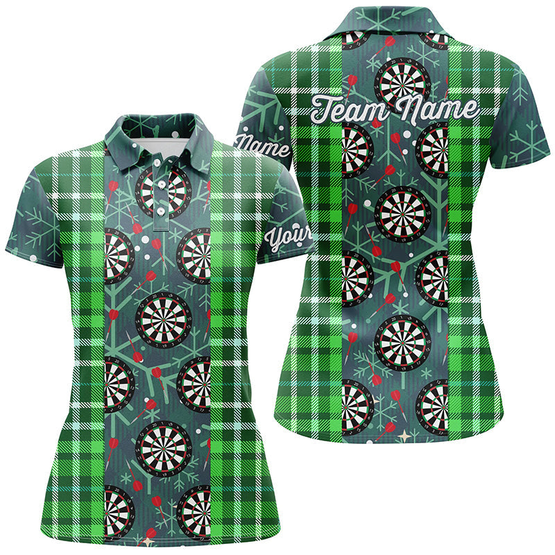 Christmas Darts Flannel Plaid Pattern Green Women Polo Shirt Custom Da ...