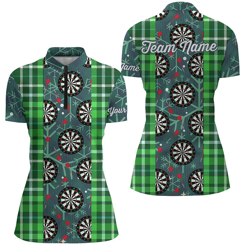 Christmas Darts Flannel Plaid Pattern Green Quarter-Zip Shirt Custom D ...