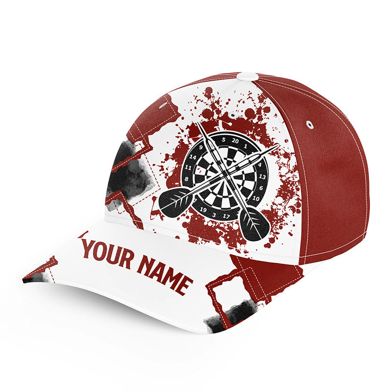 Red White Personalized Darts Hat Customized Name Darts Cap For Dart Te ...