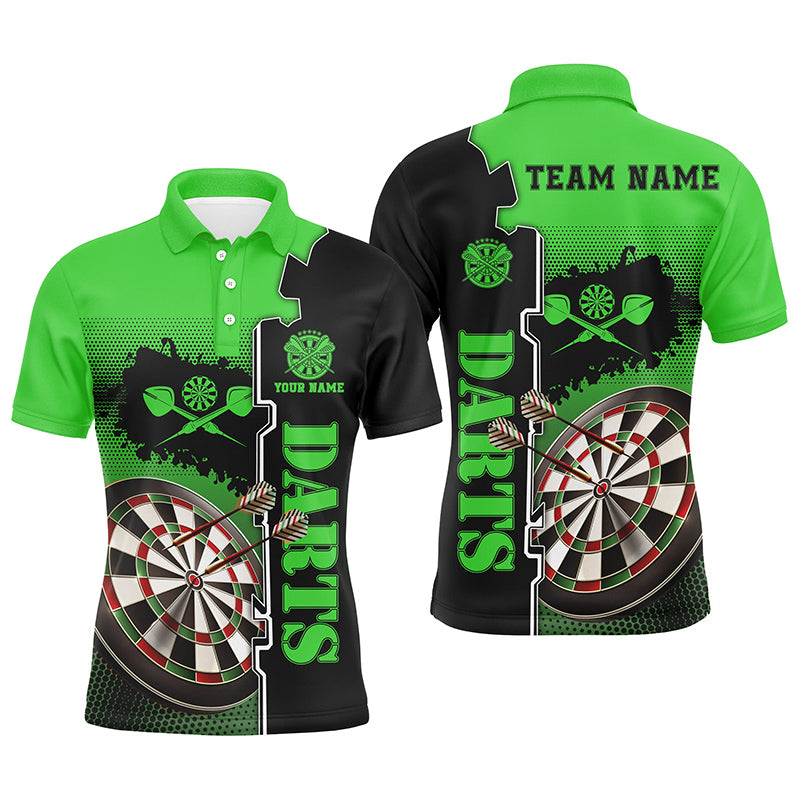 Personalized Green Black Mens Darts Polo Shirt Custom Darts Shirt For ...