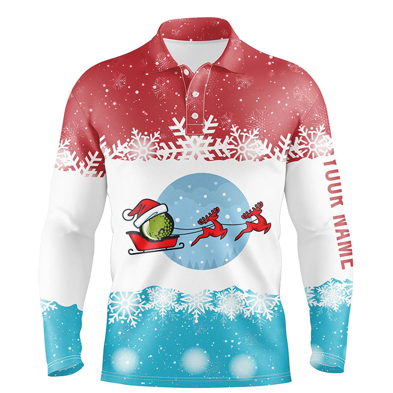 Reindeers Christmas Red Blue Mens Golf Polo Shirt Christmas Golf Shirt ...