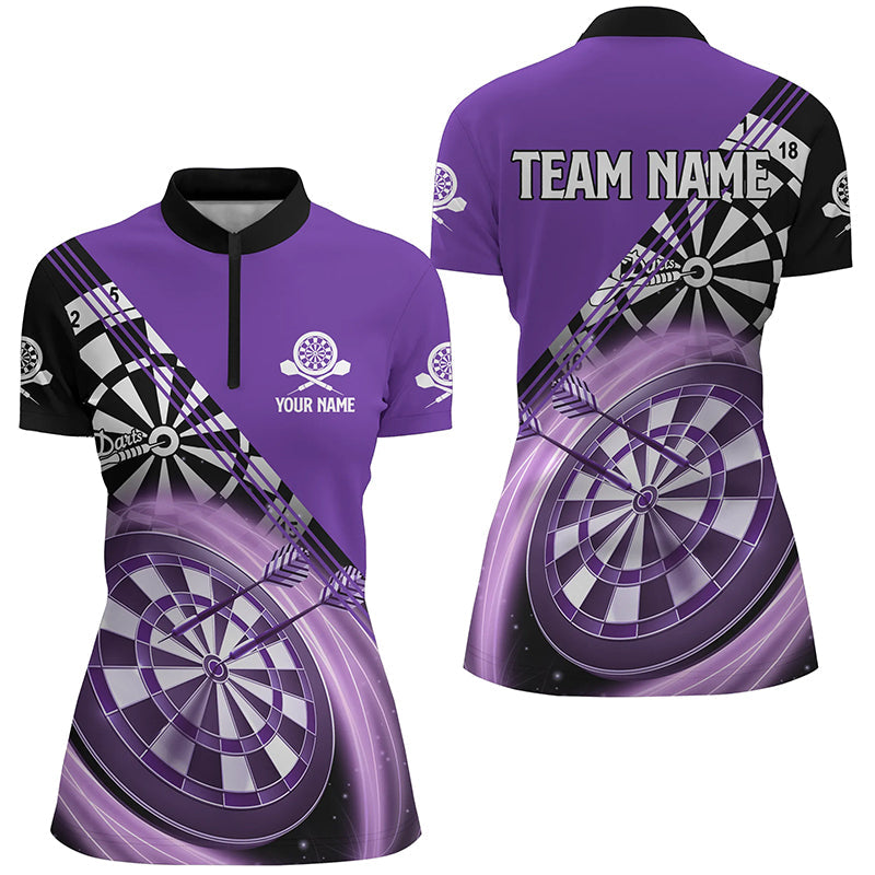 Personalized Black Purple Darts Quarter-Zip Shirt Custom Darts Shirt F ...