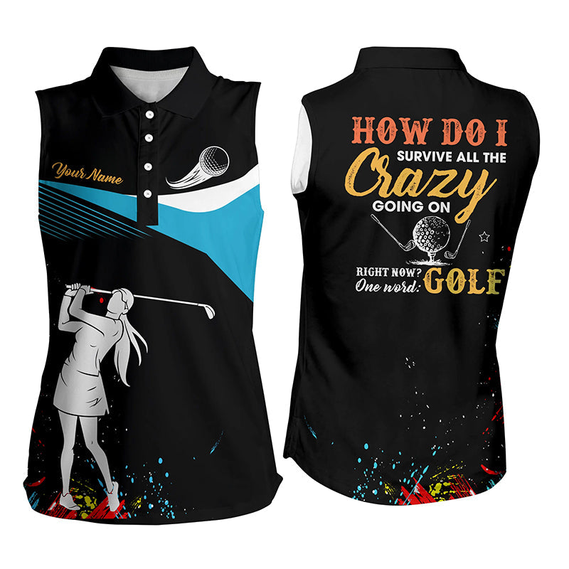 Water Color Womens Sleeveless Golf Polo Shirt Personalized Colorful Go ...