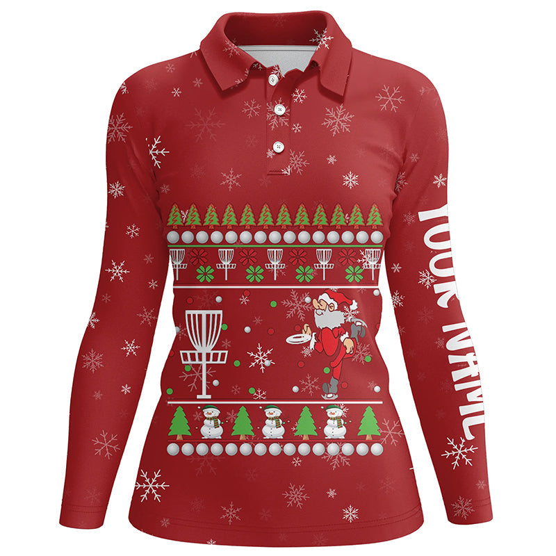 Customized Santa Playing Disc Golf Red Christmas Polo Shirt Cool Disc ...