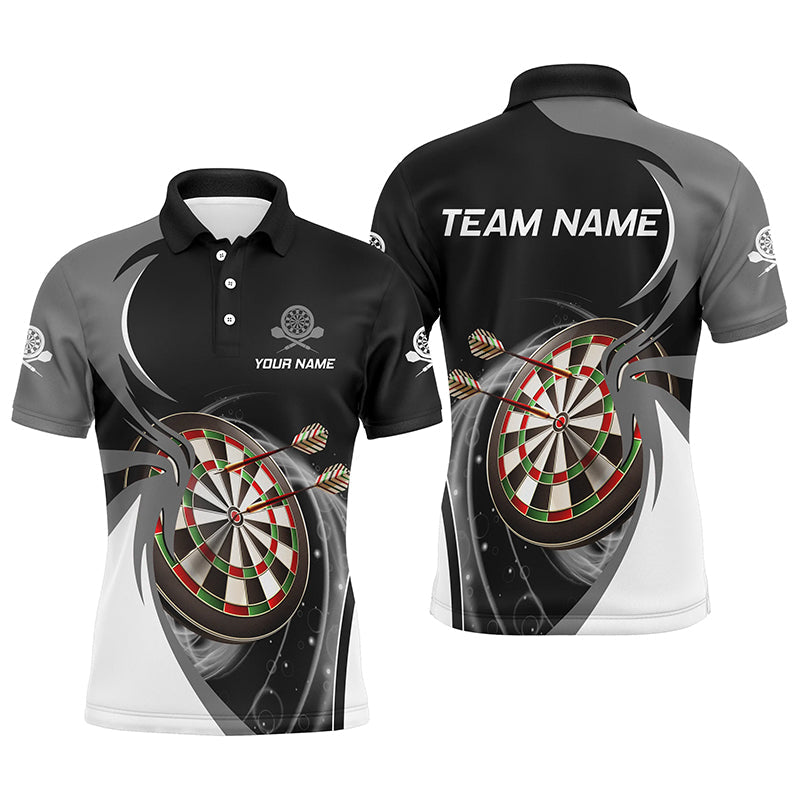 Personalized Grey Black Mens Darts Polo Shirt Custom Darts Shirt For M ...