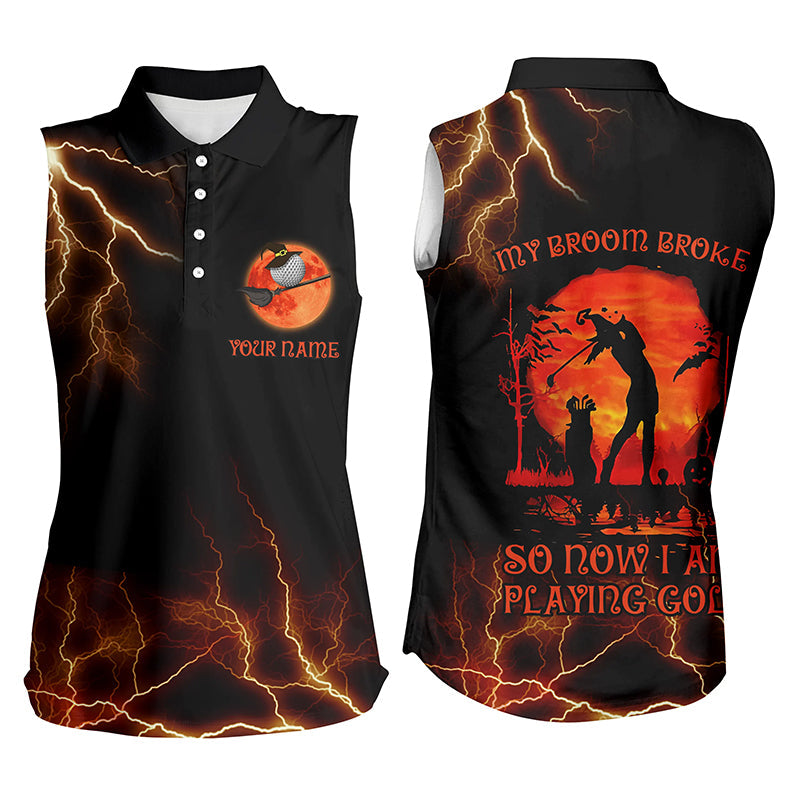 Lightning Womens Sleeveless Golf Shirts, Halloween Golf Gifts For Fema ...