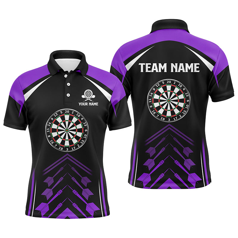 Personalized Purple Black Mens Darts Polo Shirt Custom Darts Shirt For ...