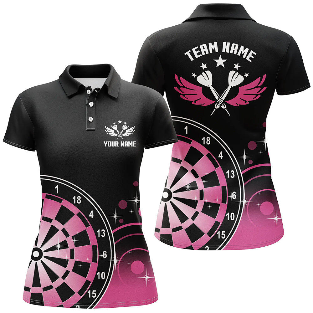 Personalized Darts Wings Black Pink Polo Shirts Cute Darts Shirt For W ...