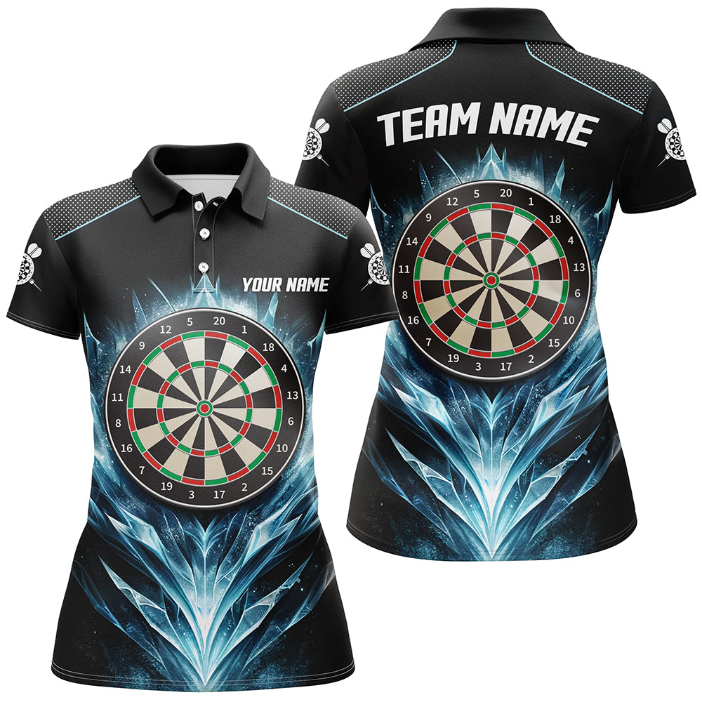 Icy Blue Black Dartboard Womens Darts Polo Shirt Custom Darts Shirt Fo ...