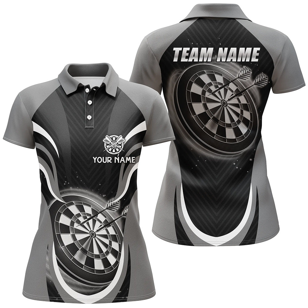 Personalized Black Grey Darts Polo Shirt Custom Cool Dart Shirt For Wo ...