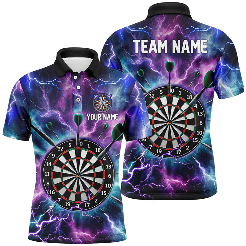 Purple Thunder Lightning Mens Darts Polo Shirt Custom Darts Shirt For ...