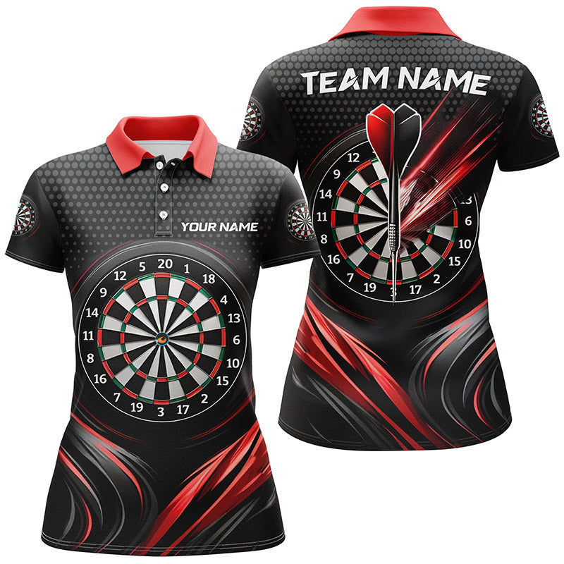 Black&Red Sport Womens Darts Polo Shirt Custom Darts Shirt For Women C ...