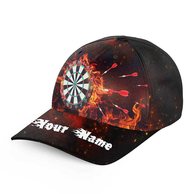 Personalized Darts Hat Custom Fire Flame Dartboard Darts Cap For Dart ...
