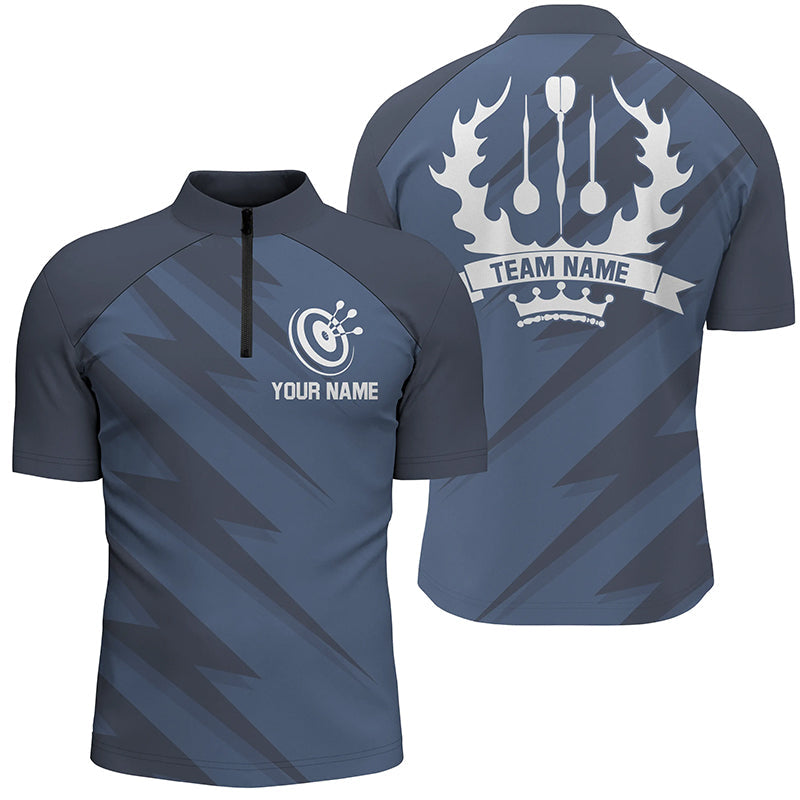 Customized Mens Navy Lightning Basic Darts Quarter Zip Shirt Cool Dart ...