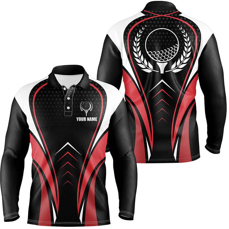 Customized Sport Style Red Black Mens Golf Polo Shirt Cool Golf Shirts ...