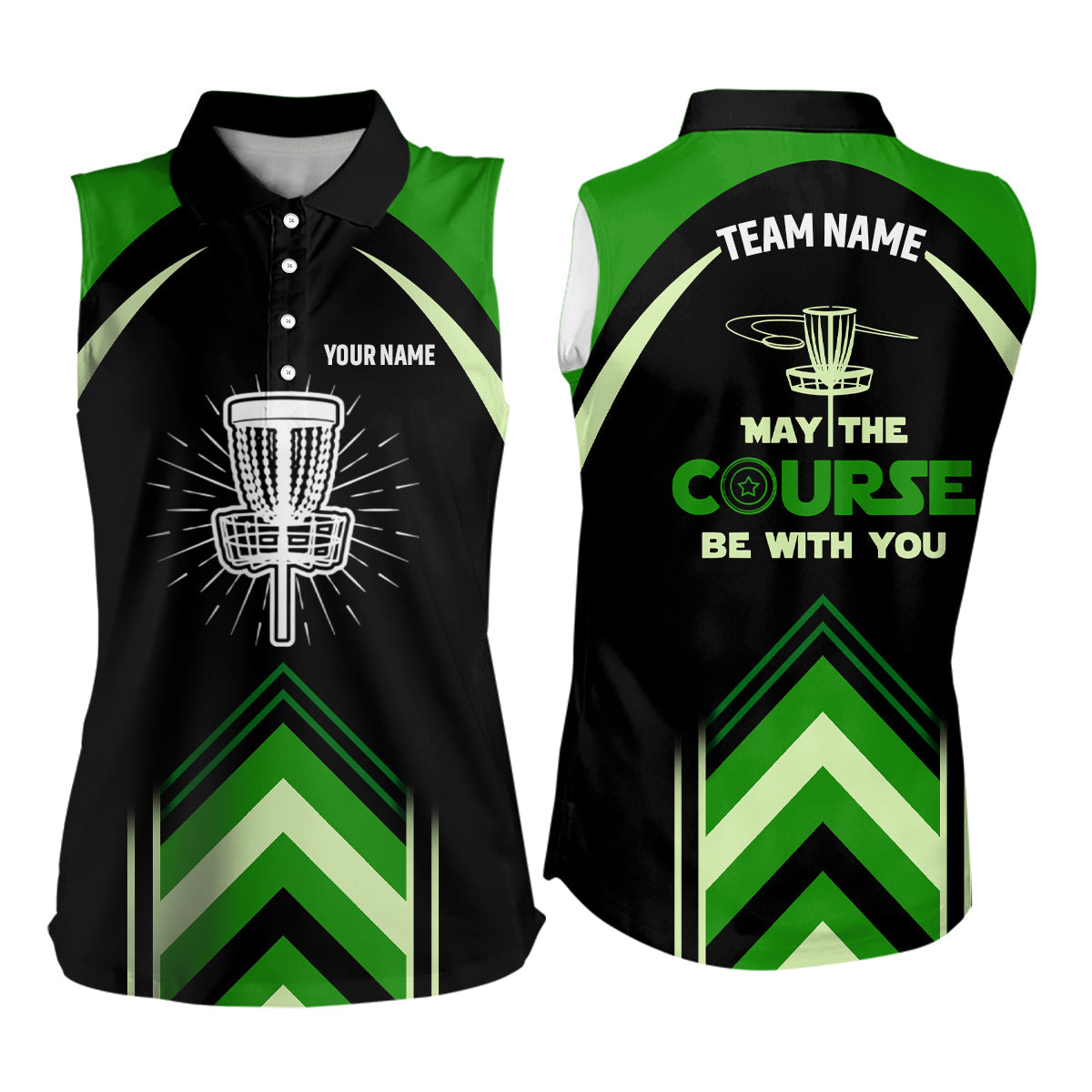May The Course Be With You Green Disc Golf Womens Sleeveless Polo Shir ...
