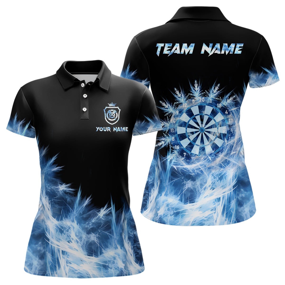 Icy Blue Light Darts Polo Shirt Customized Darts Shirt For Women Darts ...