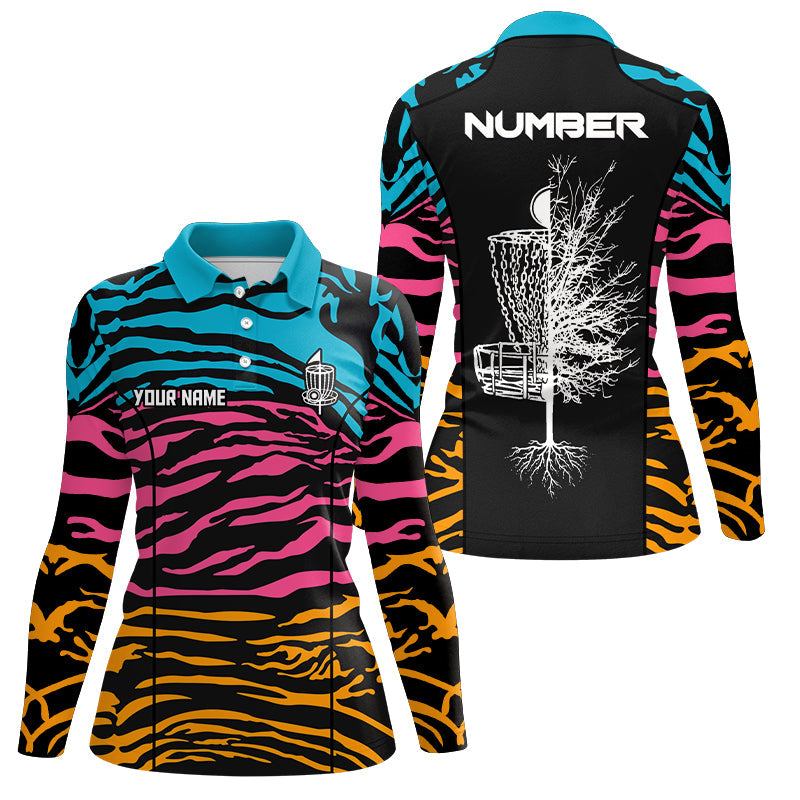 Zebra Pattern Womens Disc Golf Polo Shirts, Colorful Disc Golf Shirts ...