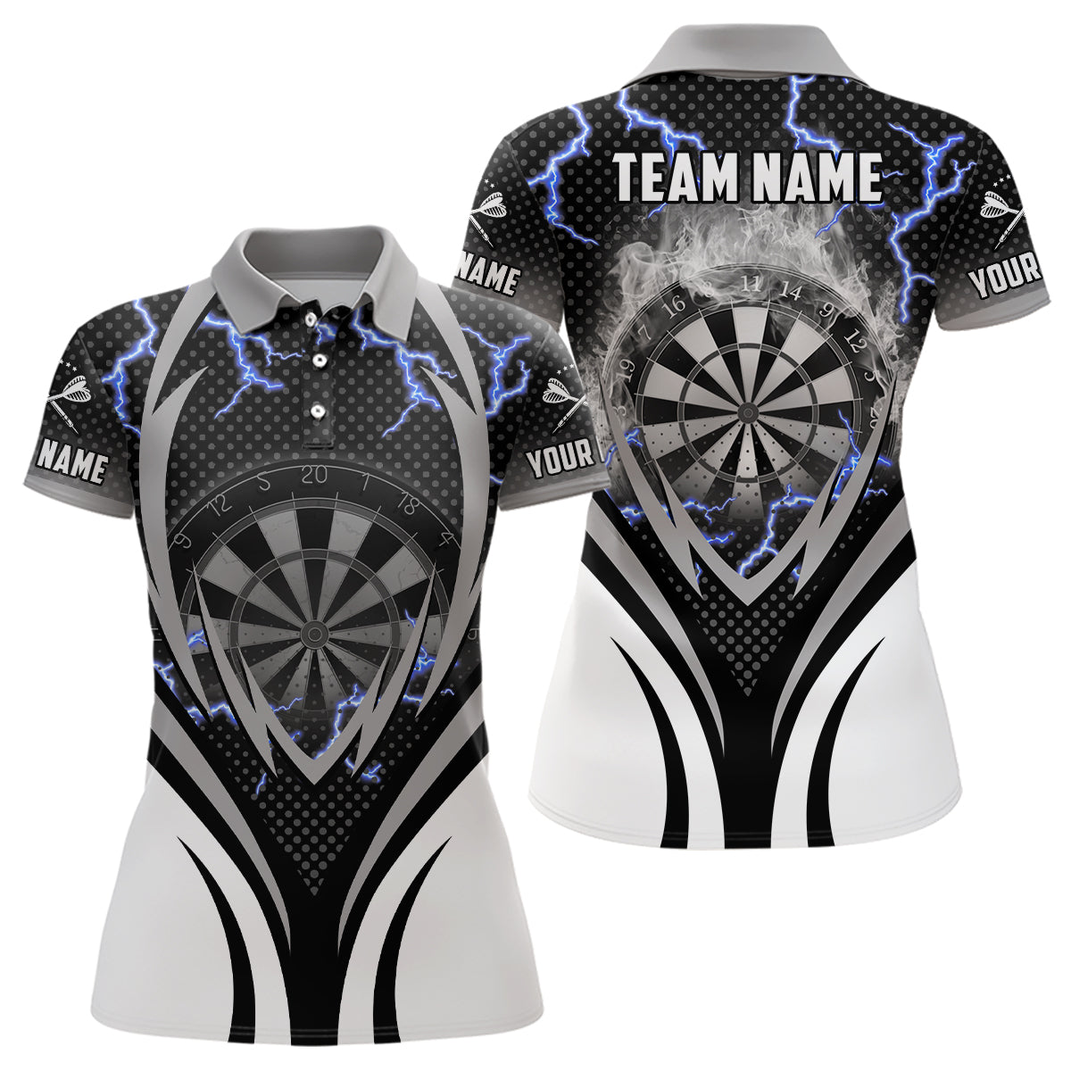 Thunder Lightning Womens Dart Polo Shirt Custom Cool Darts Shirt For W ...