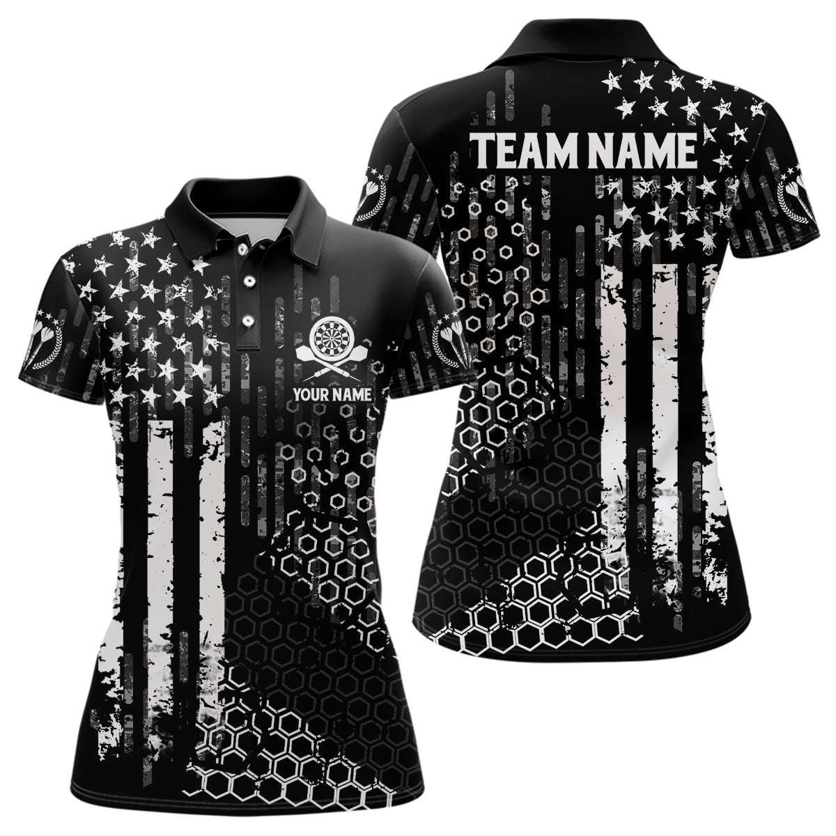 Personalized Us Flag Hive Pattern Darts Polo Shirt Patriotic Darts Jer ...