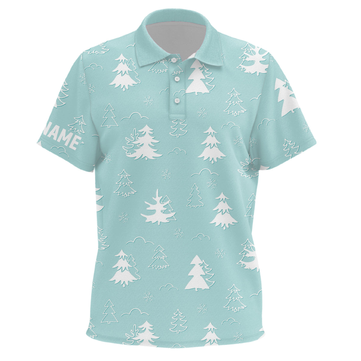 Christmas Trees And Snowflakes Mint Kids Golf Polo Shirt Custom Xmas G ...