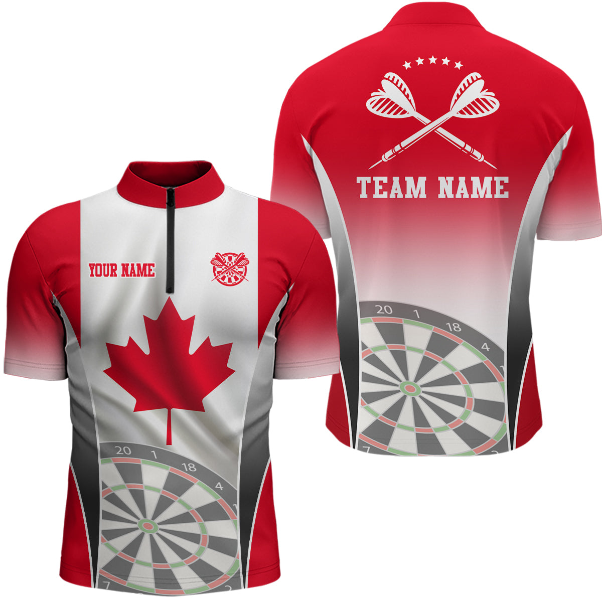 3D Canadian Flag Patriotic Darts Quarter Zip Shirt Personalized Dart S ...
