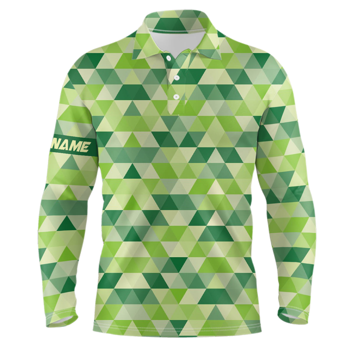 Geometric Green Mens Golf Polo Shirts Custom St Patrick Day Golf Shirt ...