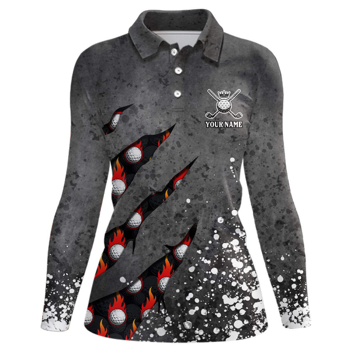 Paint Splash 3D Golf Polo Shirts Personalized Flame Golf Shirts For Wo ...