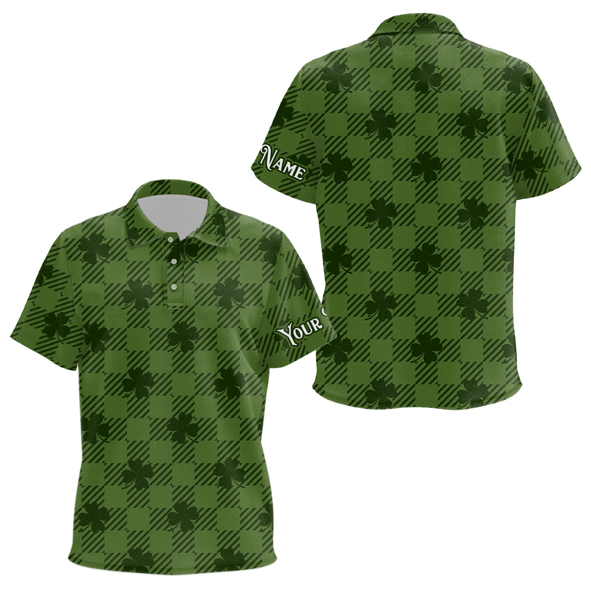 Clover Checkered Pattern St. Patrick Day Kids Golf Polo Shirts Customi ...