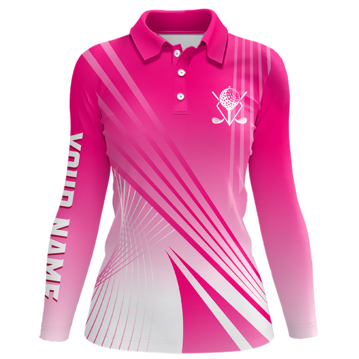 Pink White Womens Golf Polo Shirts Custom Name Golf Shirts For Women P ...