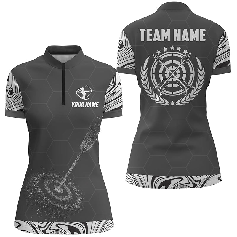 Personalized Black White 3D Target Archery Quarter-Zip Shirts For Wome ...