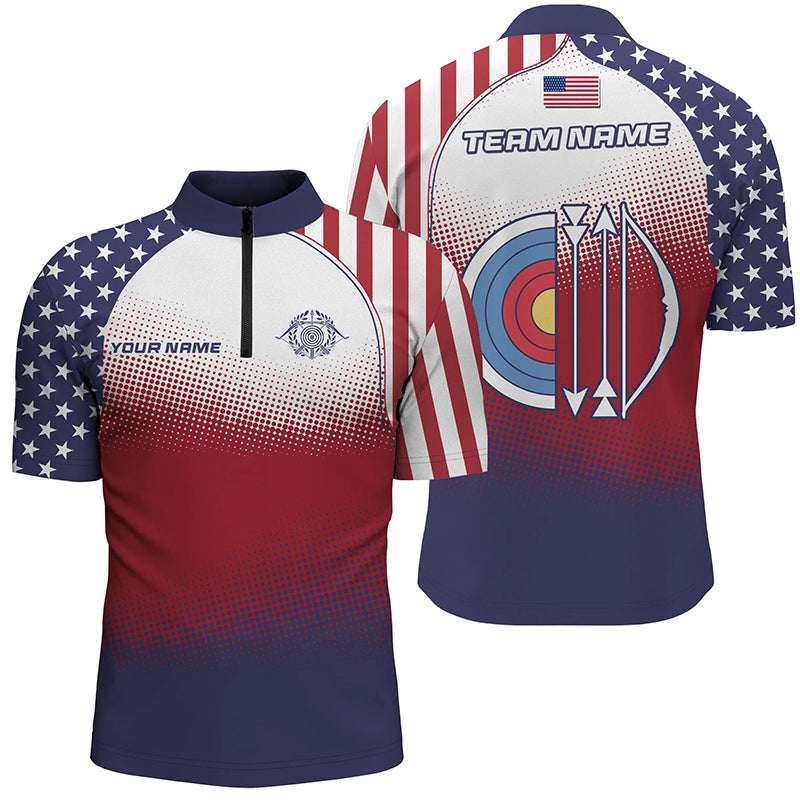 Personalized American Flag Target Archery 3D Quarter-Zip Shirts For Me ...