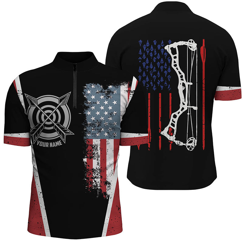 Personalized Vintage American Flag Target Archery Quarter-Zip Shirts F ...