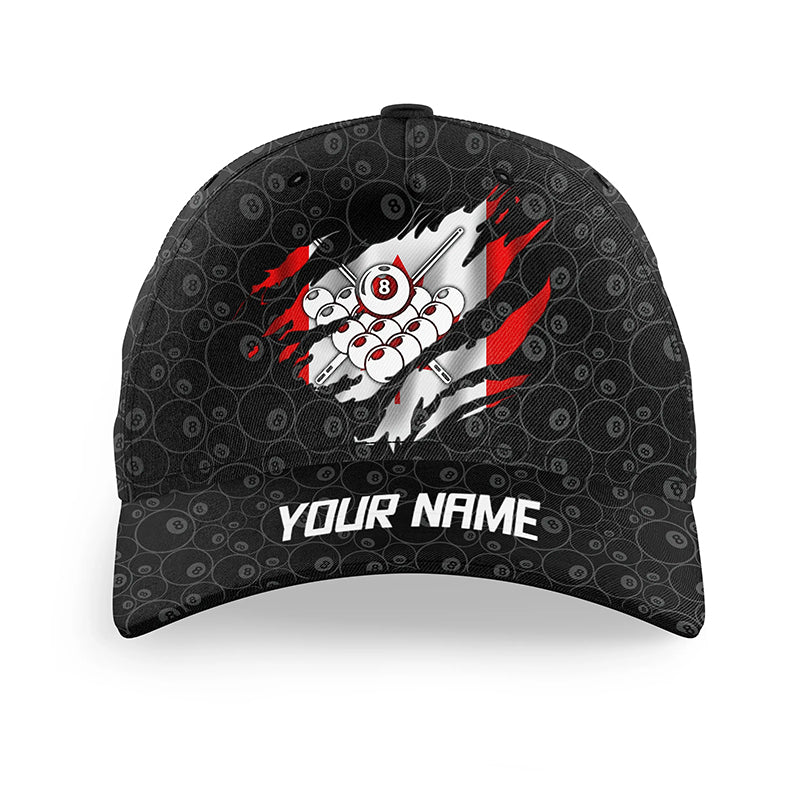 Personalized Canadian Flag 8 Ball Pool Billiards Hat, 8 Ball Top Hat B ...