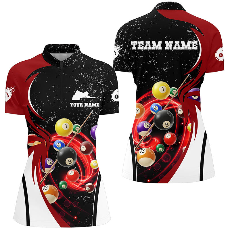 Personalized 8 Ball Pool Balls Black Grunge Billiard Quarter-Zip Shirt ...
