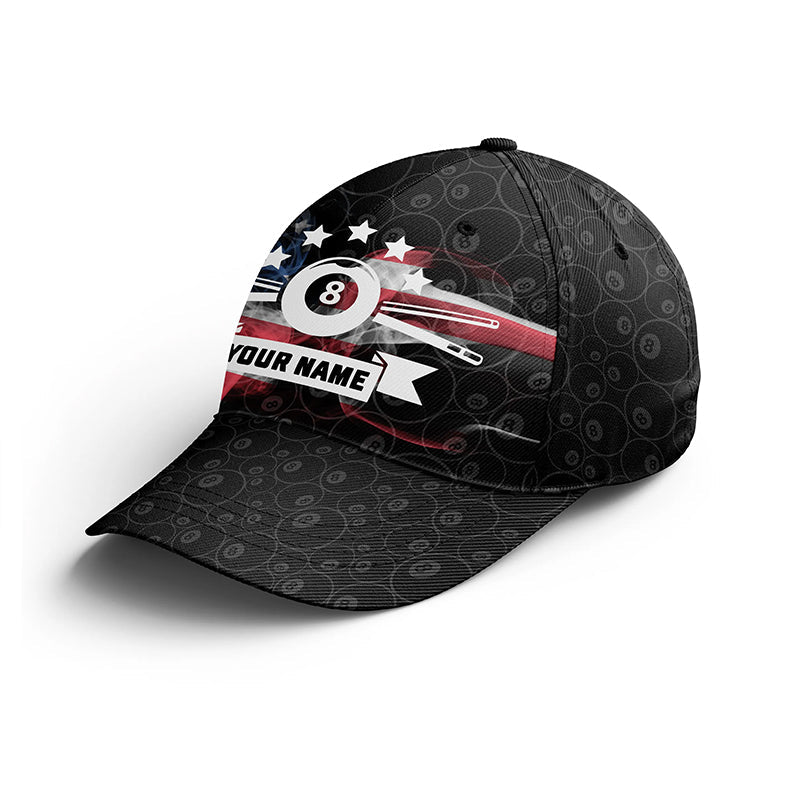 US Flag Smoke Pattern 8 Ball Pool Custom Billiard Team Baseball Cap Ha ...