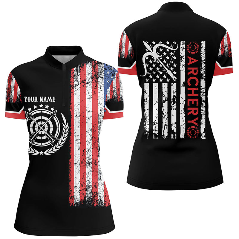Personalized Vintage American Flag Target Archery Quarter-Zip Shirts F ...