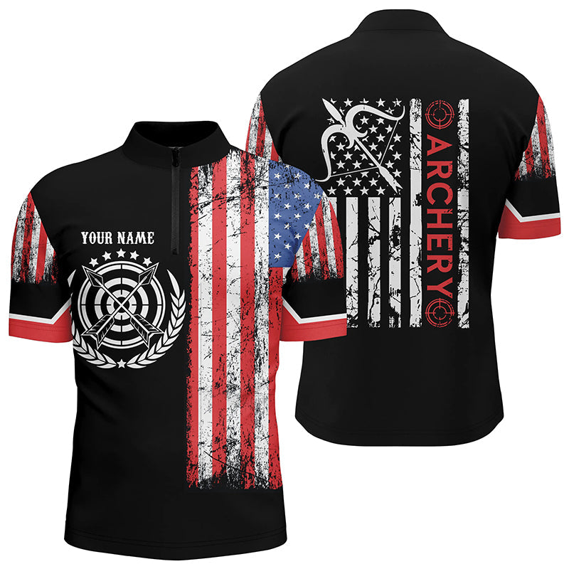 Personalized Vintage American Flag Target Archery Quarter-Zip Shirts F ...