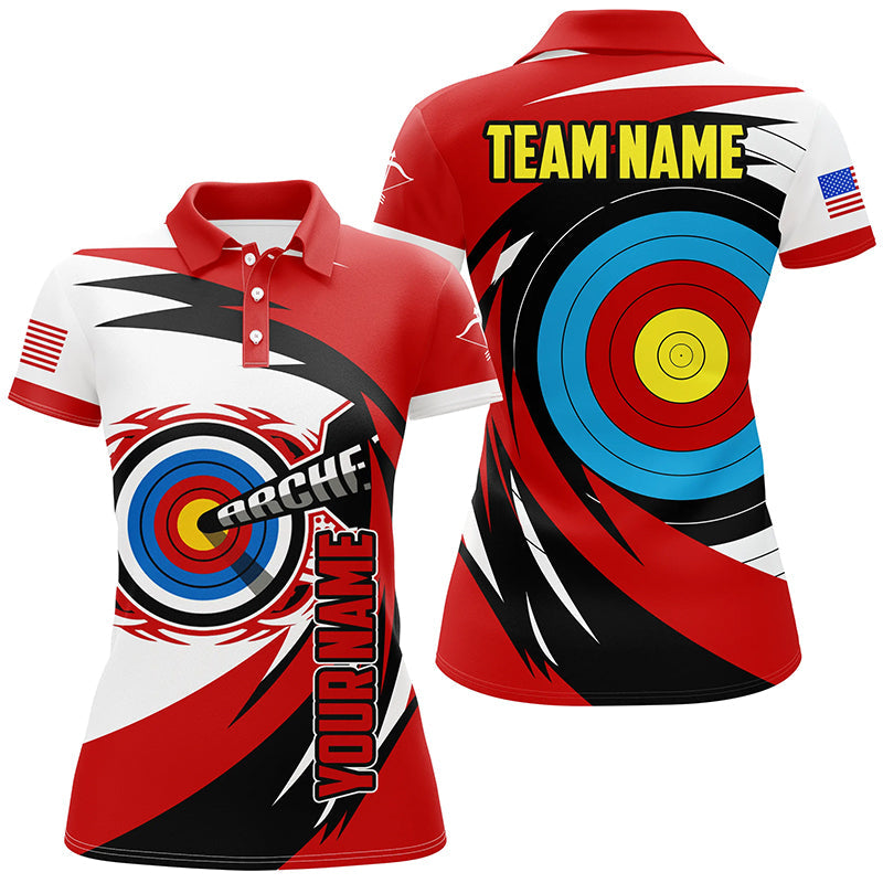 Personalized Name 3D Target Archery Polo Shirts For Women, Custom Amer ...