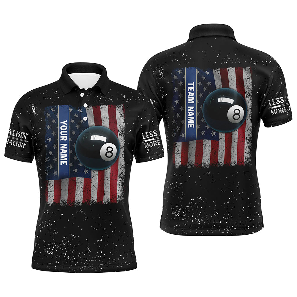 Personalized US Flag Patriotic 8 Ball Pool Billiards Polo Shirts For M ...