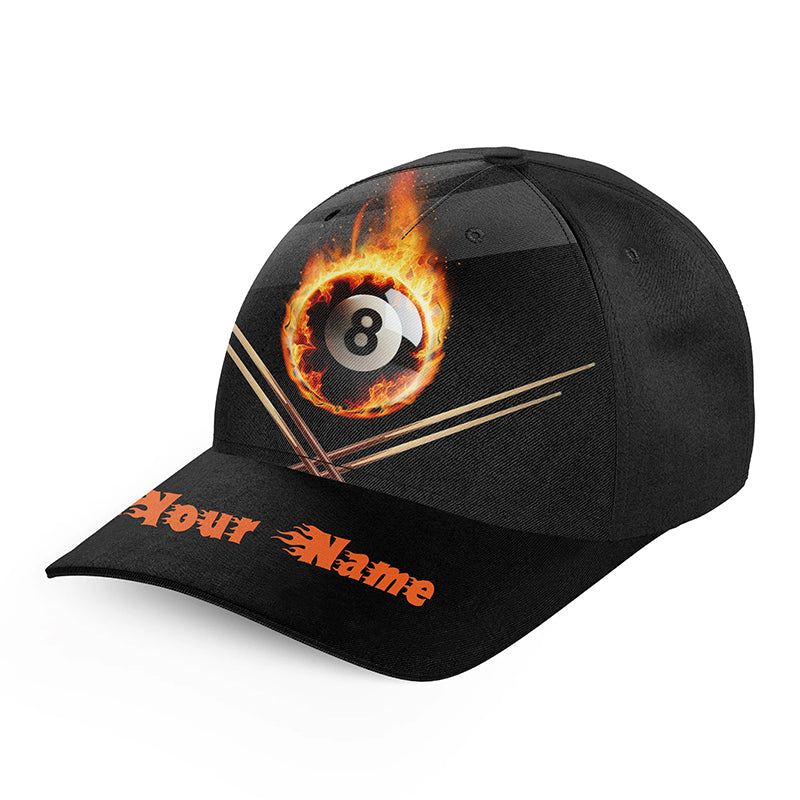 Personalized Flame 8 Ball Billiards Hat For Pool Players Top Hat Billi ...