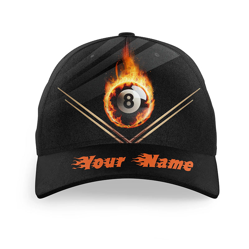 Personalized Flame 8 Ball Billiards Hat For Pool Players Top Hat Billi ...