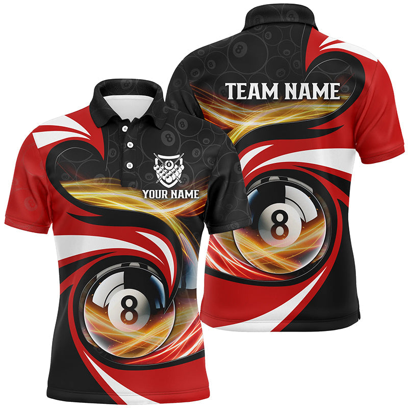 Personalized Style Red 8 Ball Billiard 3D Polo Shirts For Men, Custom ...