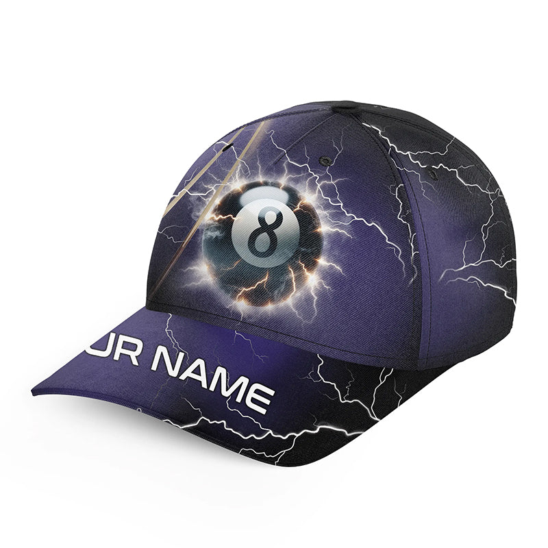 Personalized Thunder Lighting Purple 8 Ball Billiard Hats Cap For Pool ...