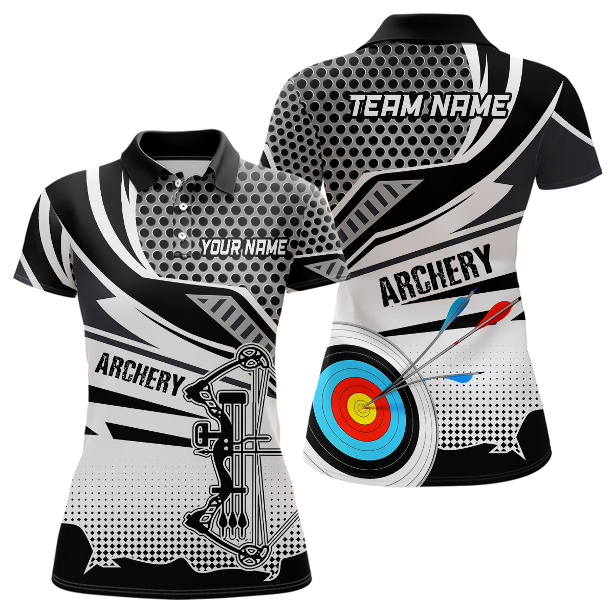 Personalized Modern Compound Bow And Arrow Archery Polo Shirts For Wom ...